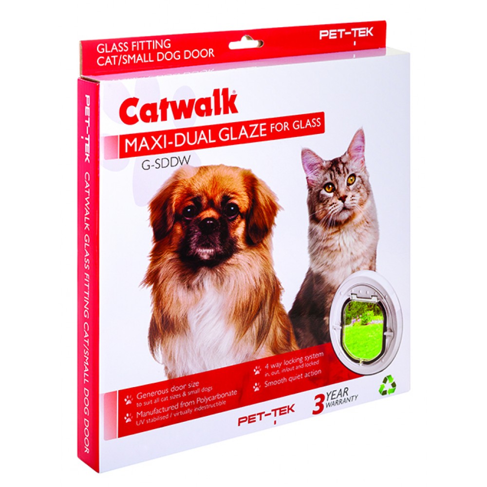 Pet-Tek Maxi Dual Glaze Pet Door – White | Glass Fitting Dog & Cat Flap