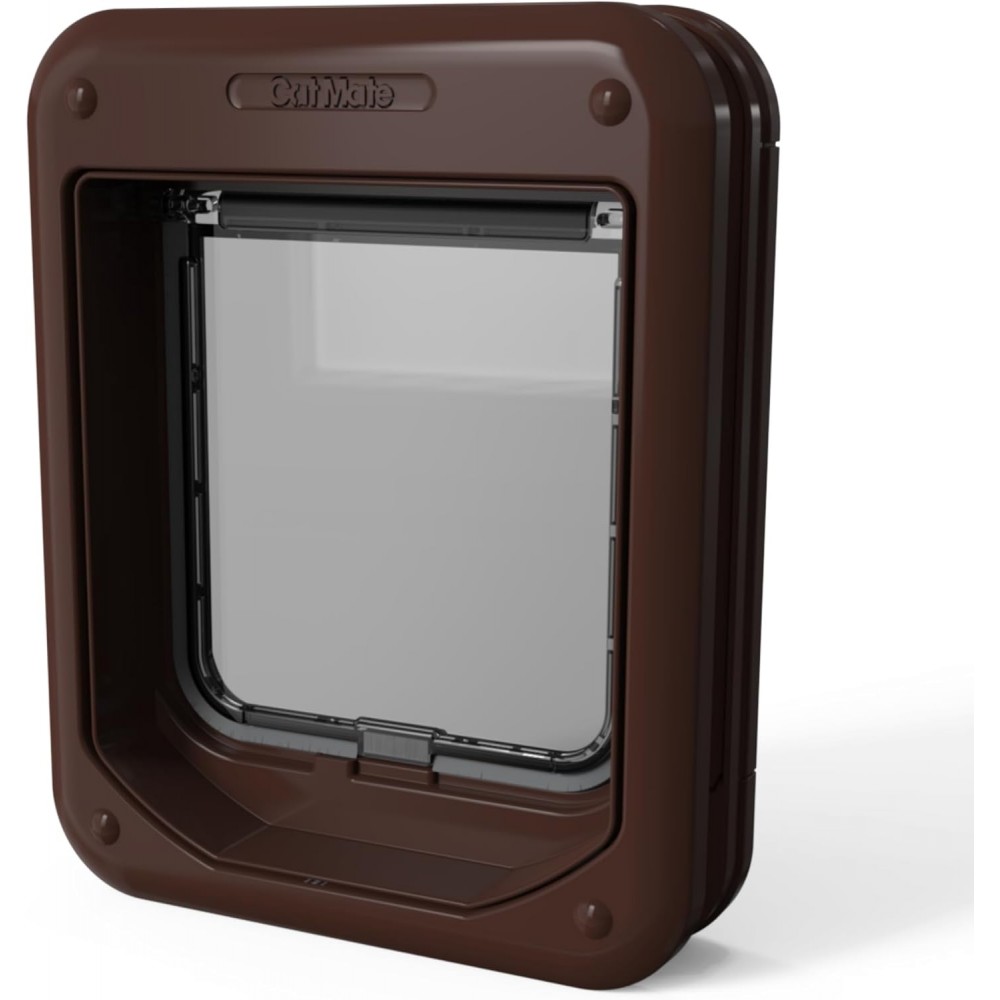 Cat Mate Rotary 4-Way Locking Cat Flap – Secure & Durable (Brown)