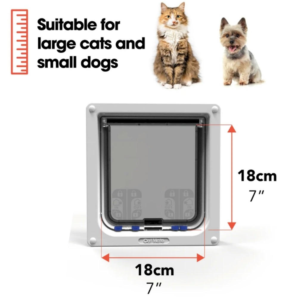 Cat Mate Large Cat Flap – 4-Way Lock, Weatherproof & Secure – Grey