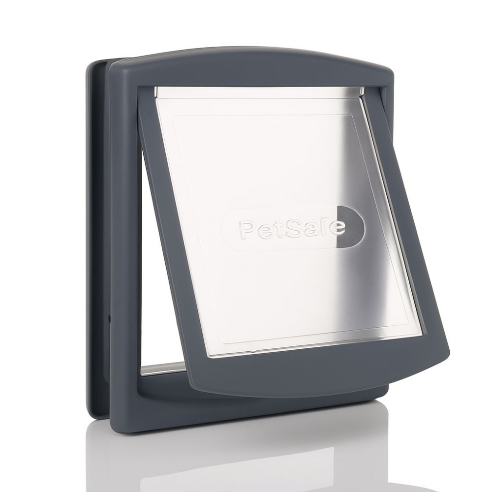 Slate Grey 7015 Medium Dog Flap With Rigid Clear Flap.