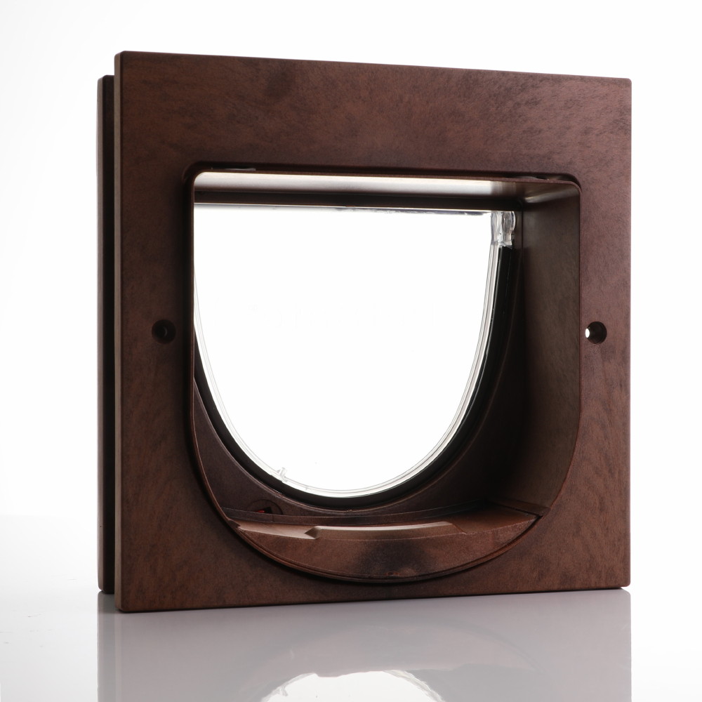Magnetic Cat Flap Brown 224mm x 224mm | Secure 4-Way Locking Cat Door