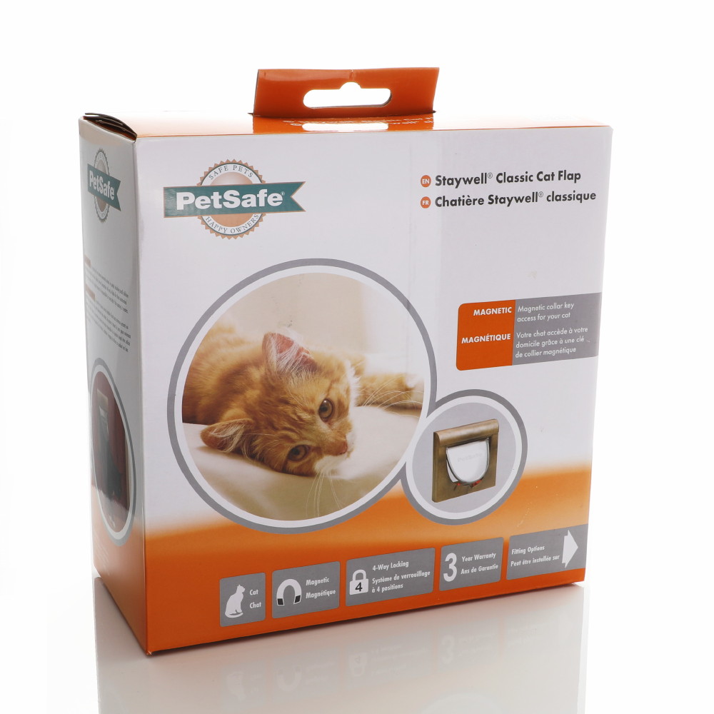 Magnetic Cat Flap Brown 224mm x 224mm | Secure 4-Way Locking Cat Door